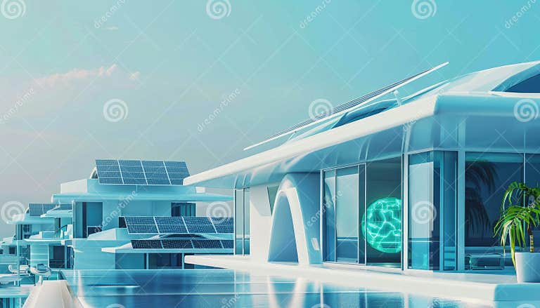 A Futuristic Building with a Large Green Orb in the Middle of the Front ...