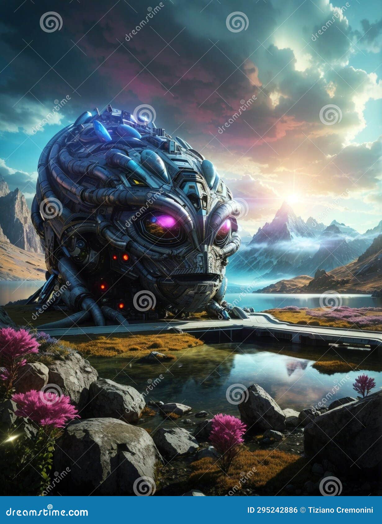 Futuristic Building in the Shape of Alien Creature, Space Base on Alien ...