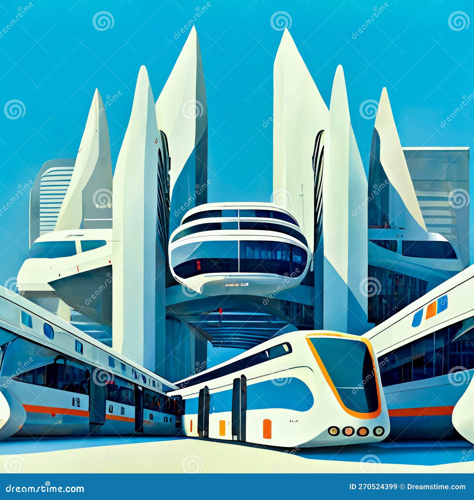 Futuristic Building with Train in Front of it Generative AI Stock Image ...