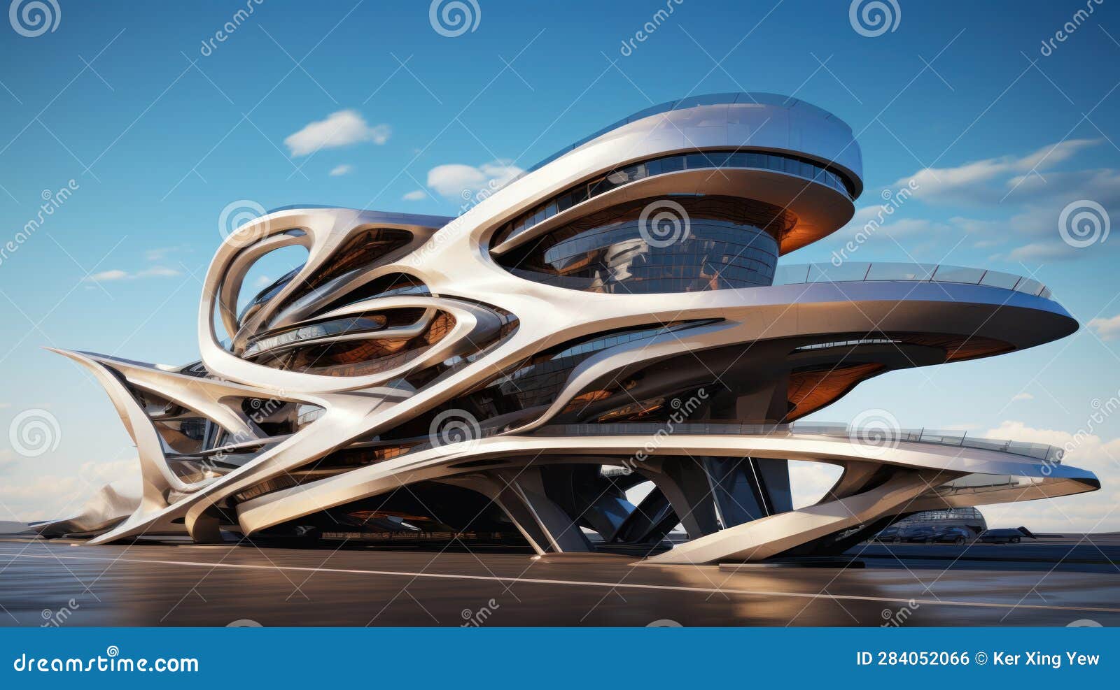 Futuristic Building Urban Structure Stock Illustration - Illustration ...