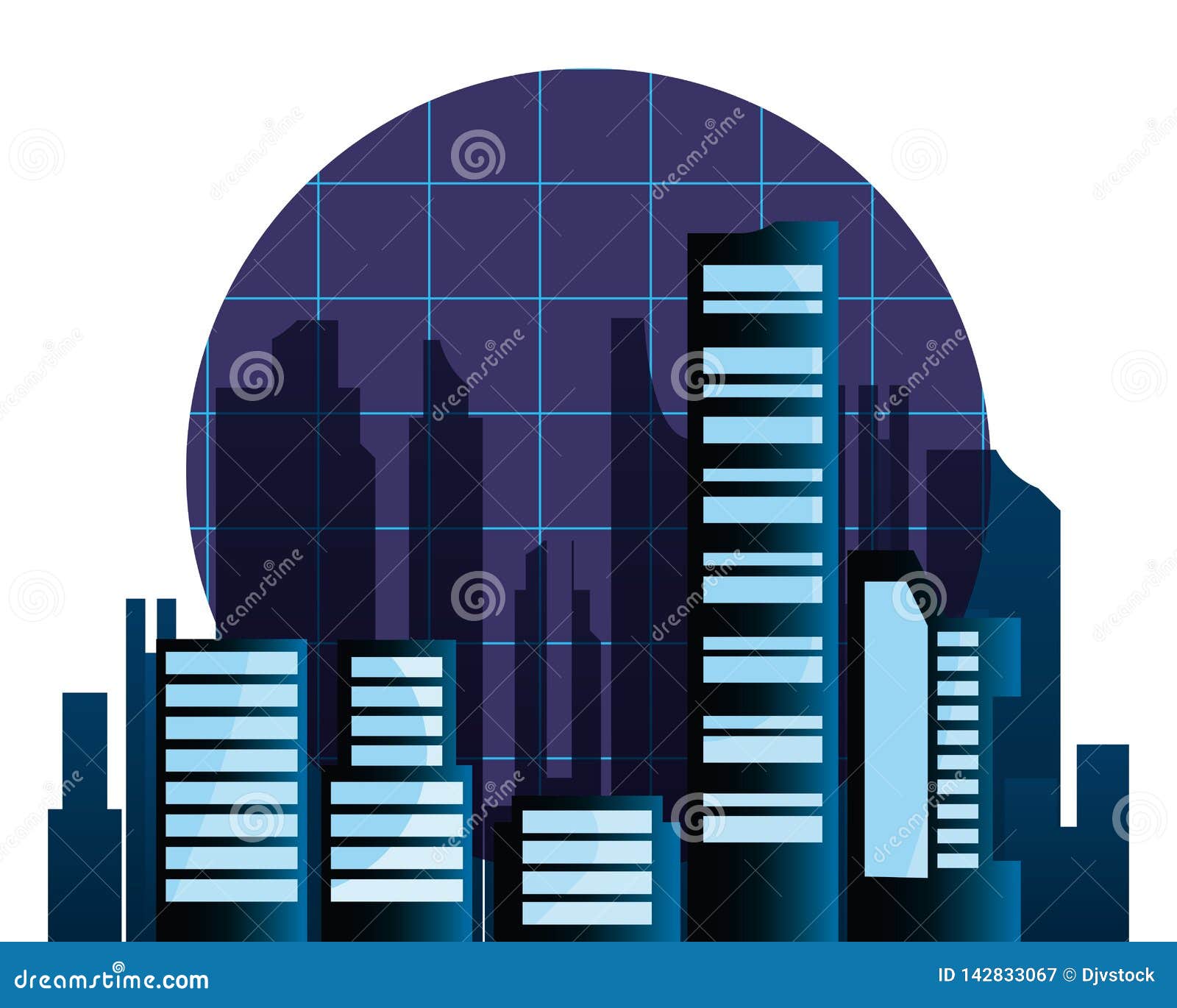 Futuristic Buildings Cityscape Urban Modern Stock Vector - Illustration ...