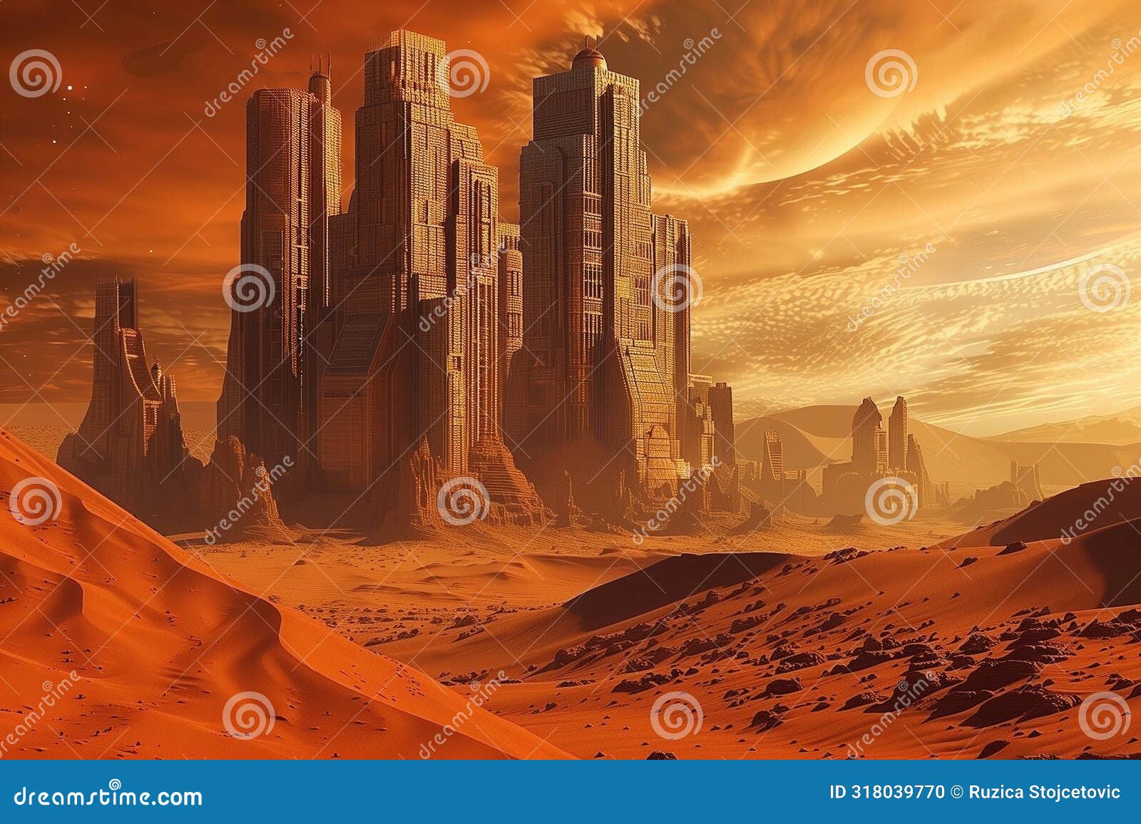 Futuristic Buildings on Imaginary Planet Ai Photo Stock Illustration ...
