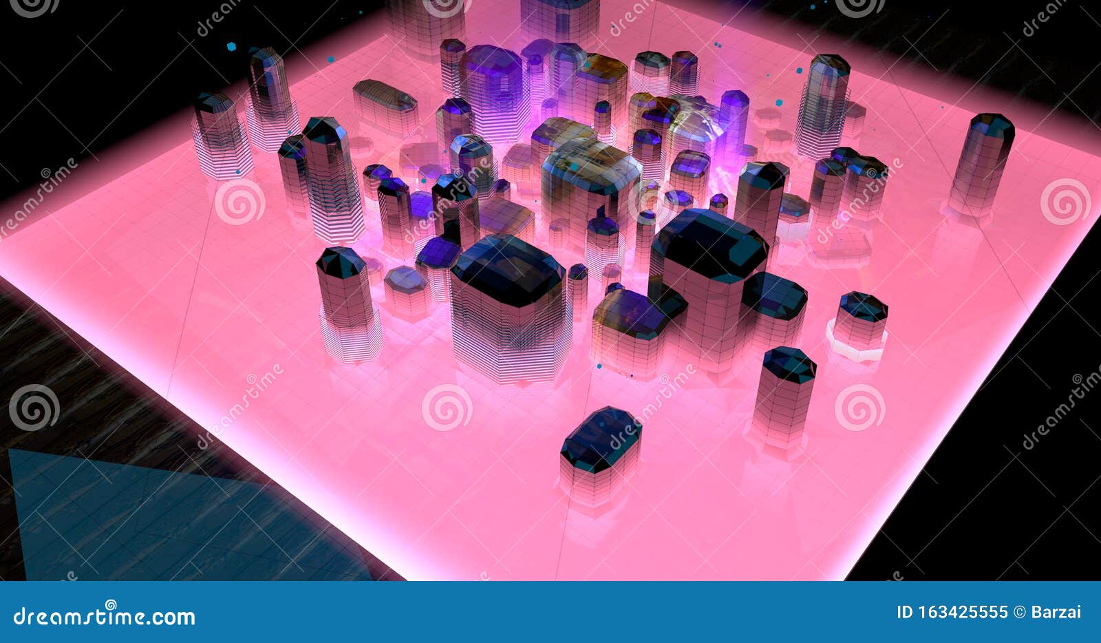 Futuristic Buildings Made by Crystal. Stock Illustration - Illustration ...