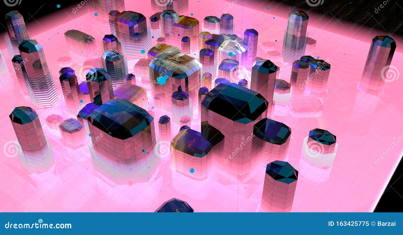 Futuristic Buildings Made by Crystal. Stock Illustration - Illustration ...