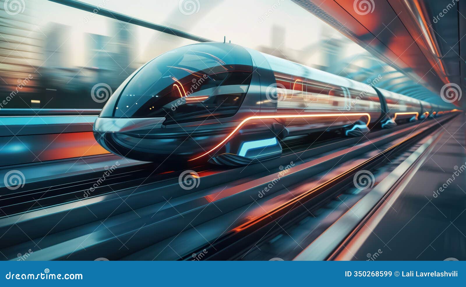 Futuristic Bullet Train, Fast Transportation Concept Stock Illustration ...