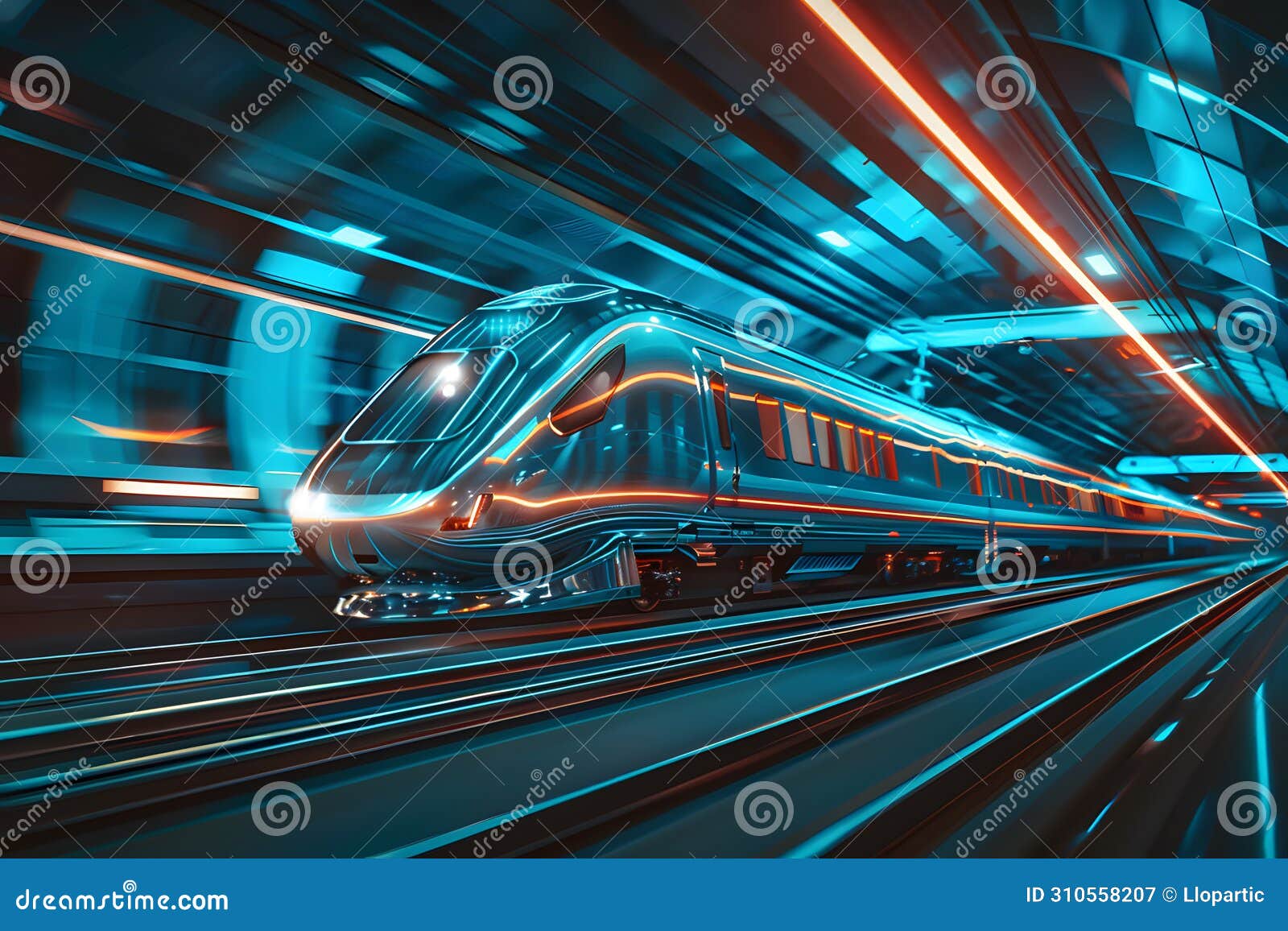 Futuristic Bullet Train or Hyperloop Ultrasonic Train with Full Self ...