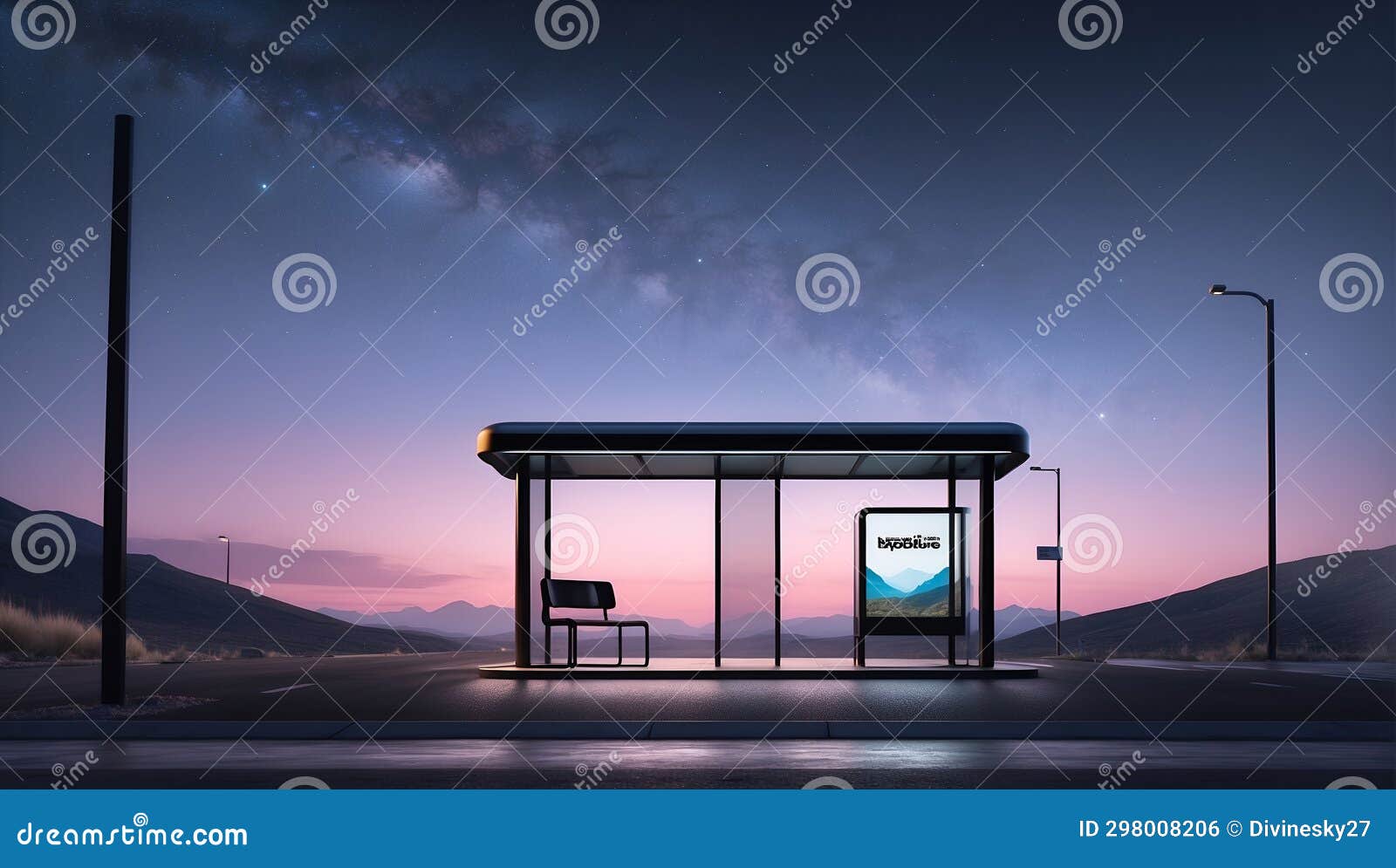 Futuristic Bus Stop Exploration. Ai Generated Stock Photo - Image of ...