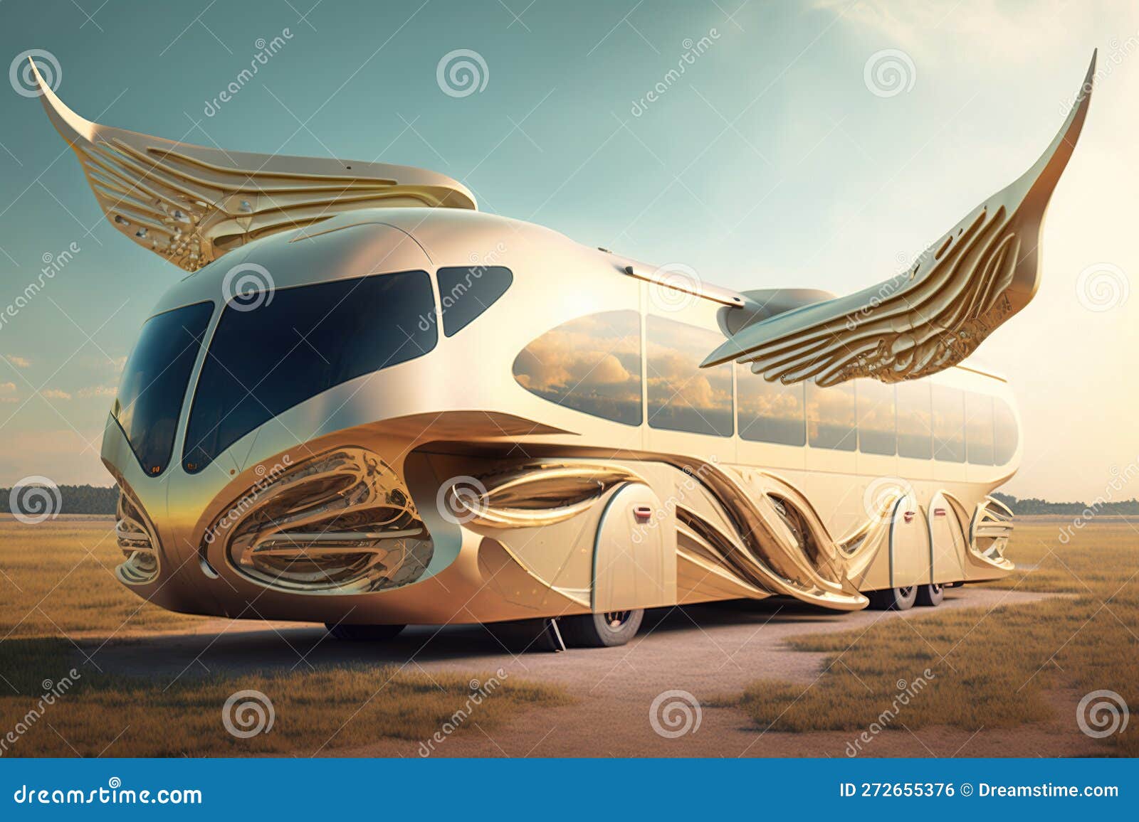 Futuristic Bus with Wings. Generative AI Stock Illustration ...