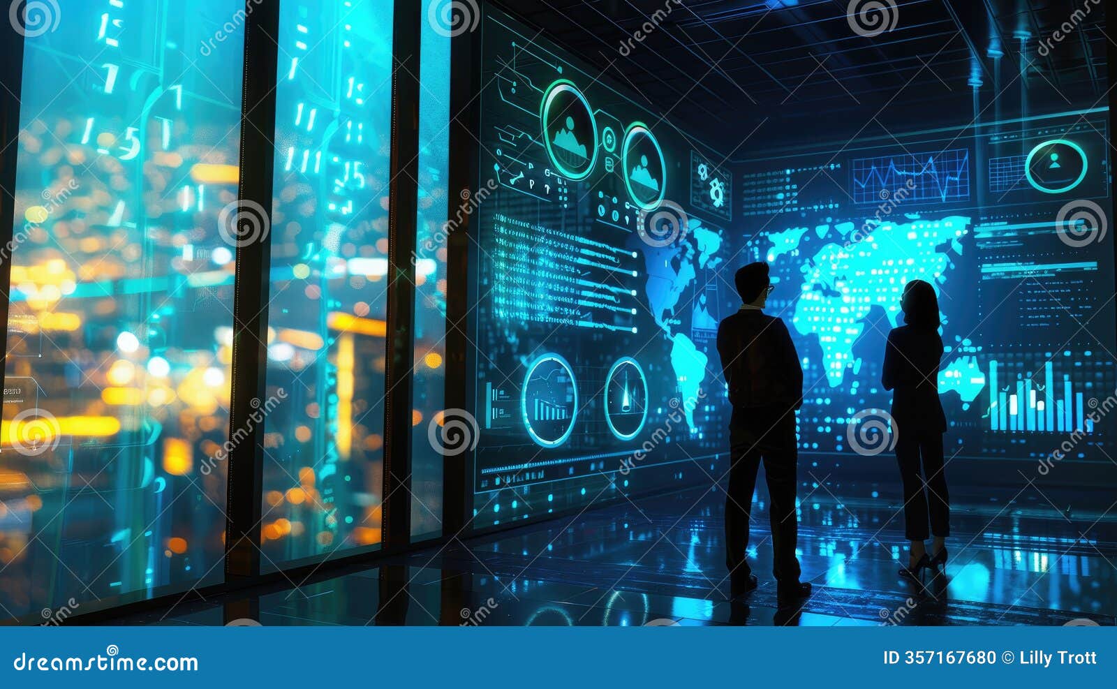 Futuristic Business Graphics on the Big Screens, Artificial ...