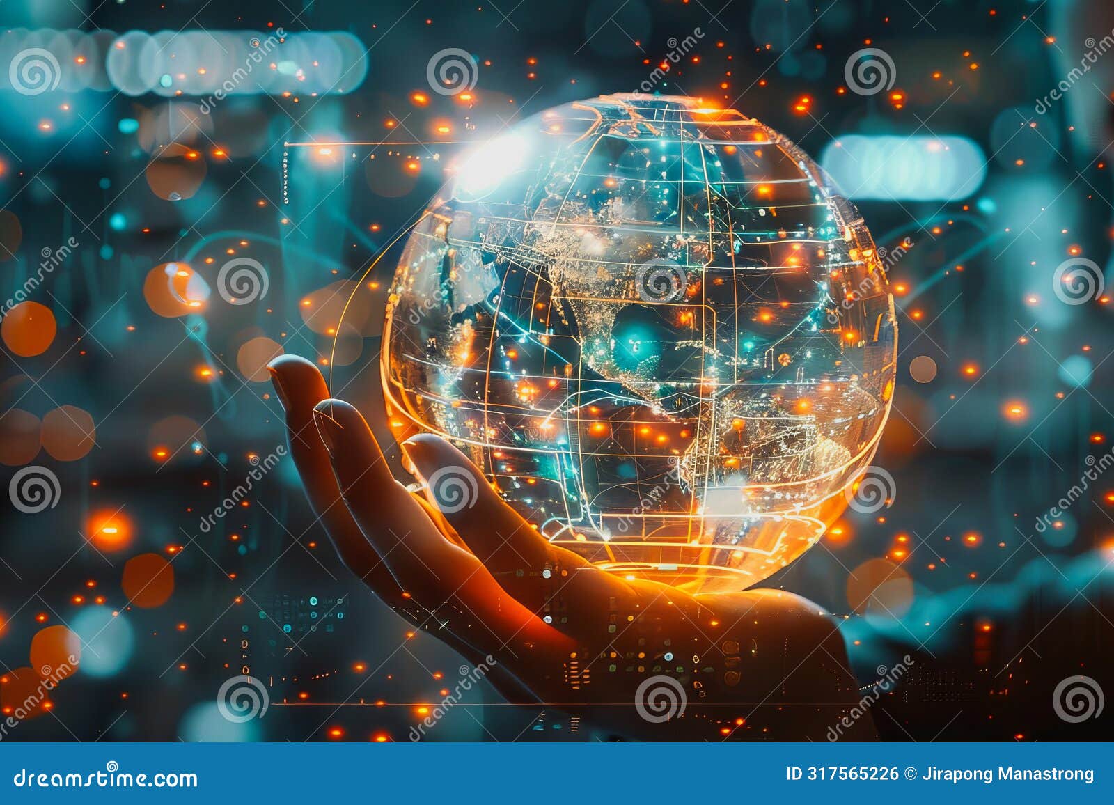 Futuristic Business Information Abstract, Digitalization Global ...