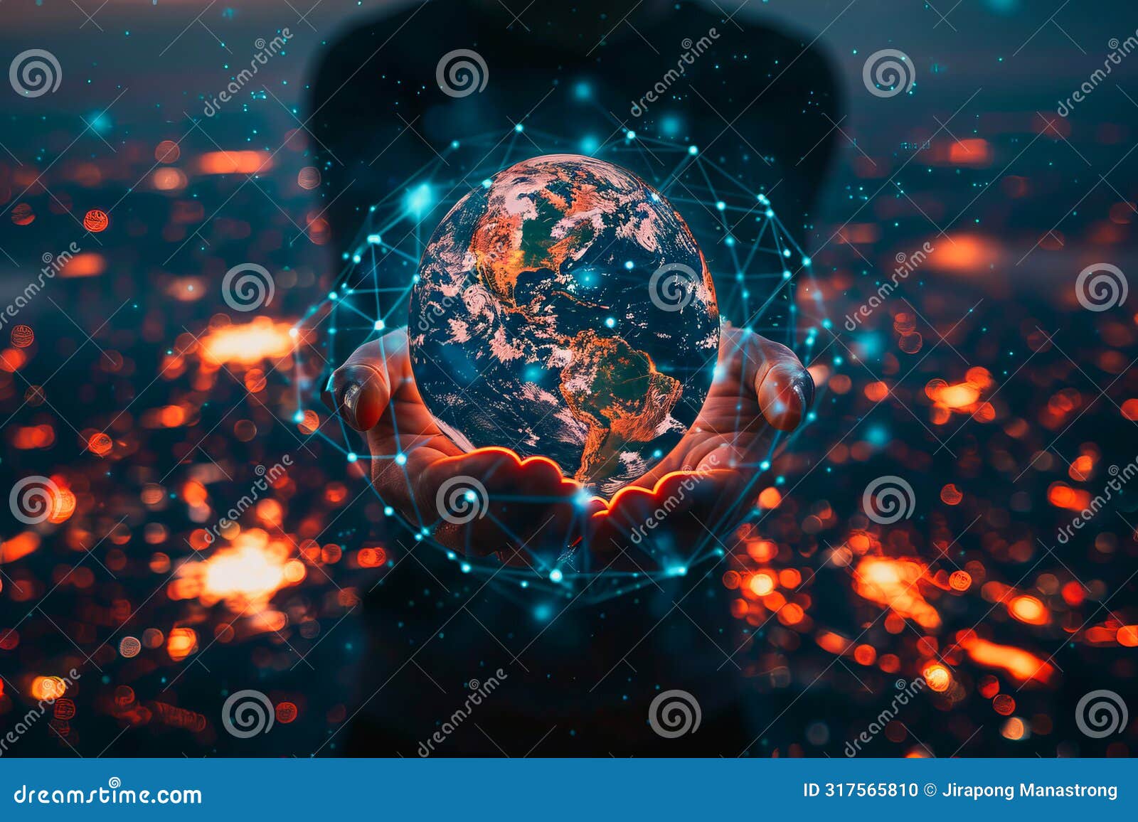 Futuristic Business Information Abstract, Digitalization Global ...