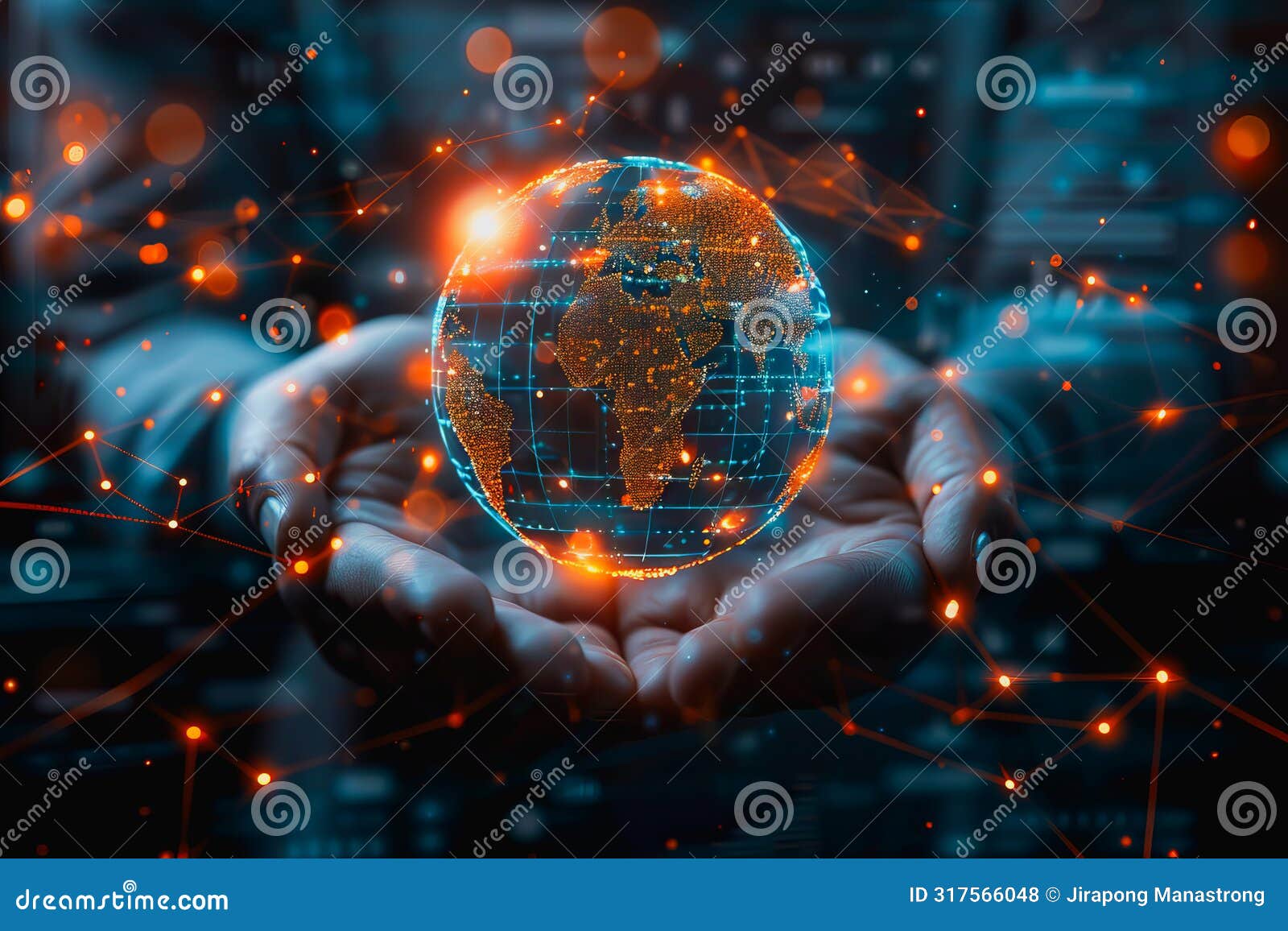 Futuristic Business Information Abstract, Digitalization Global ...