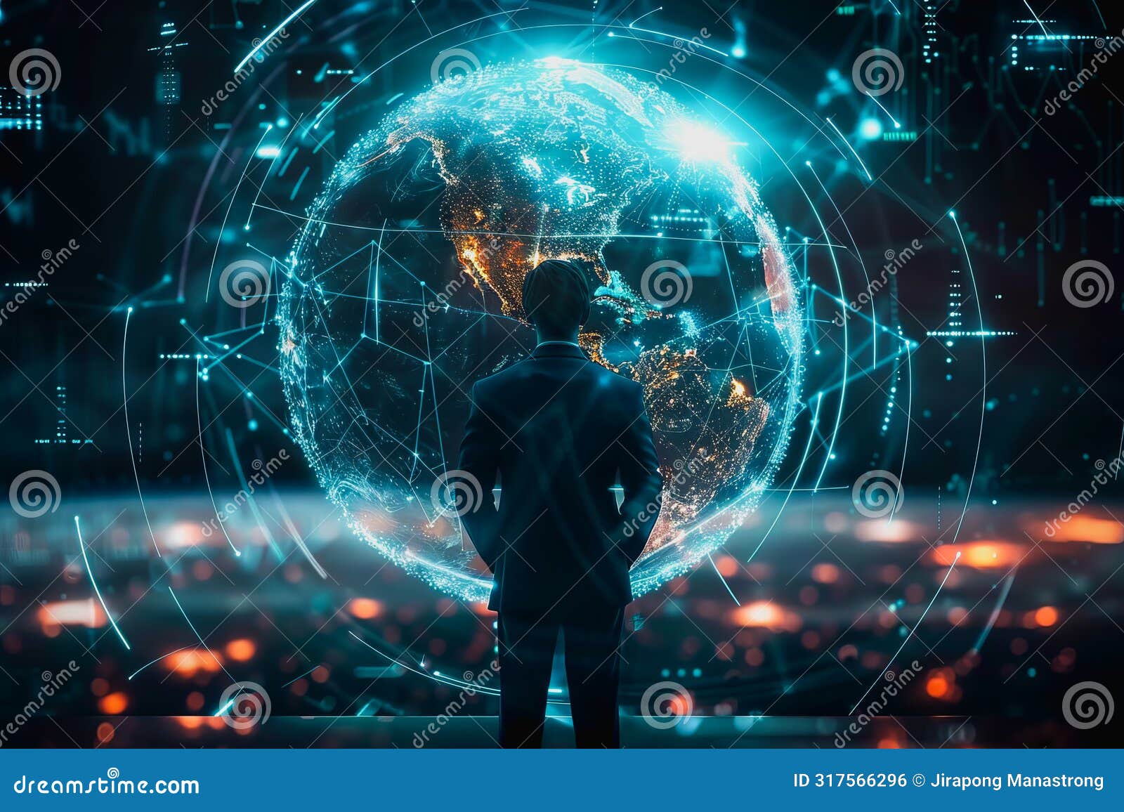 Futuristic Business Information Abstract, Digitalization Global ...