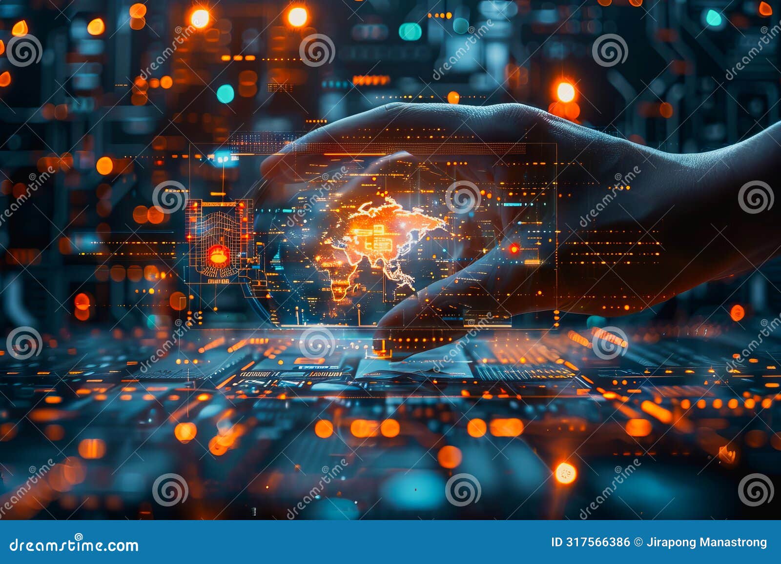 Futuristic Business Information Abstract, Digitalization Global ...