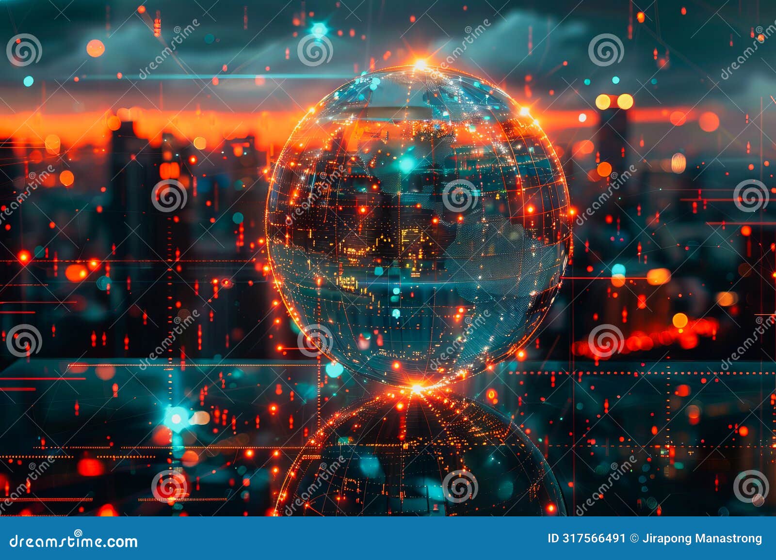 Futuristic Business Information Abstract, Digitalization Global ...