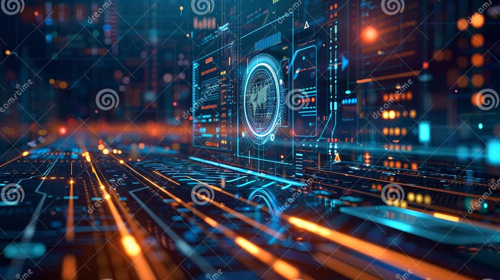 Futuristic Business Technology Concept with Abstract Digital Interface ...