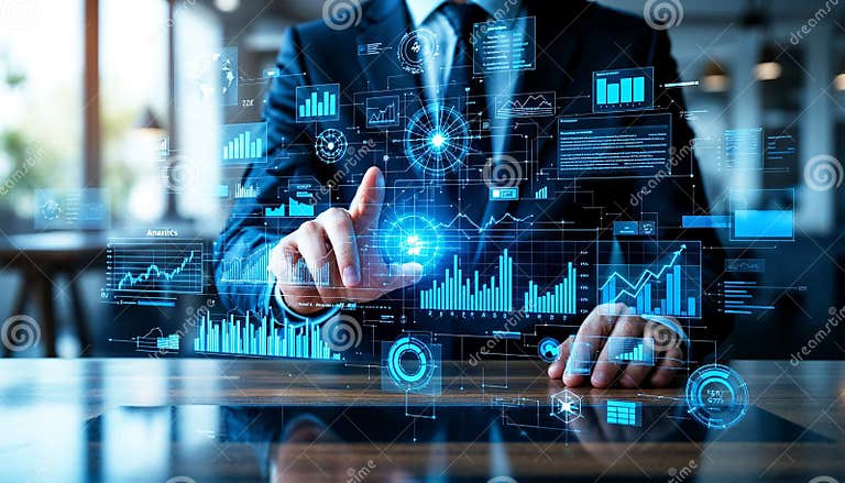 Futuristic Business Technology with Holographic Displays and Data ...