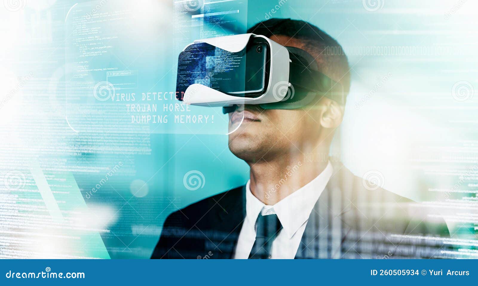 Futuristic Businessman, Vr and Data Hologram, Innovation and Technology ...