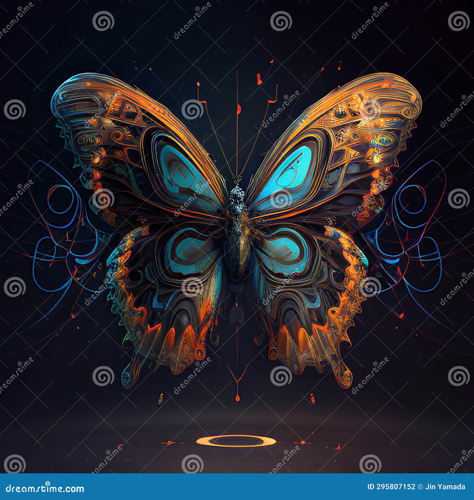 Futuristic Butterfly with Glowing Lines. 3d Rendering, 3d Illustration ...