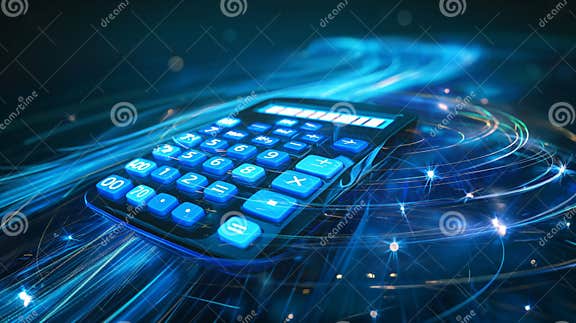 Futuristic Calculator with Digital Streams Stock Photo - Image of ...