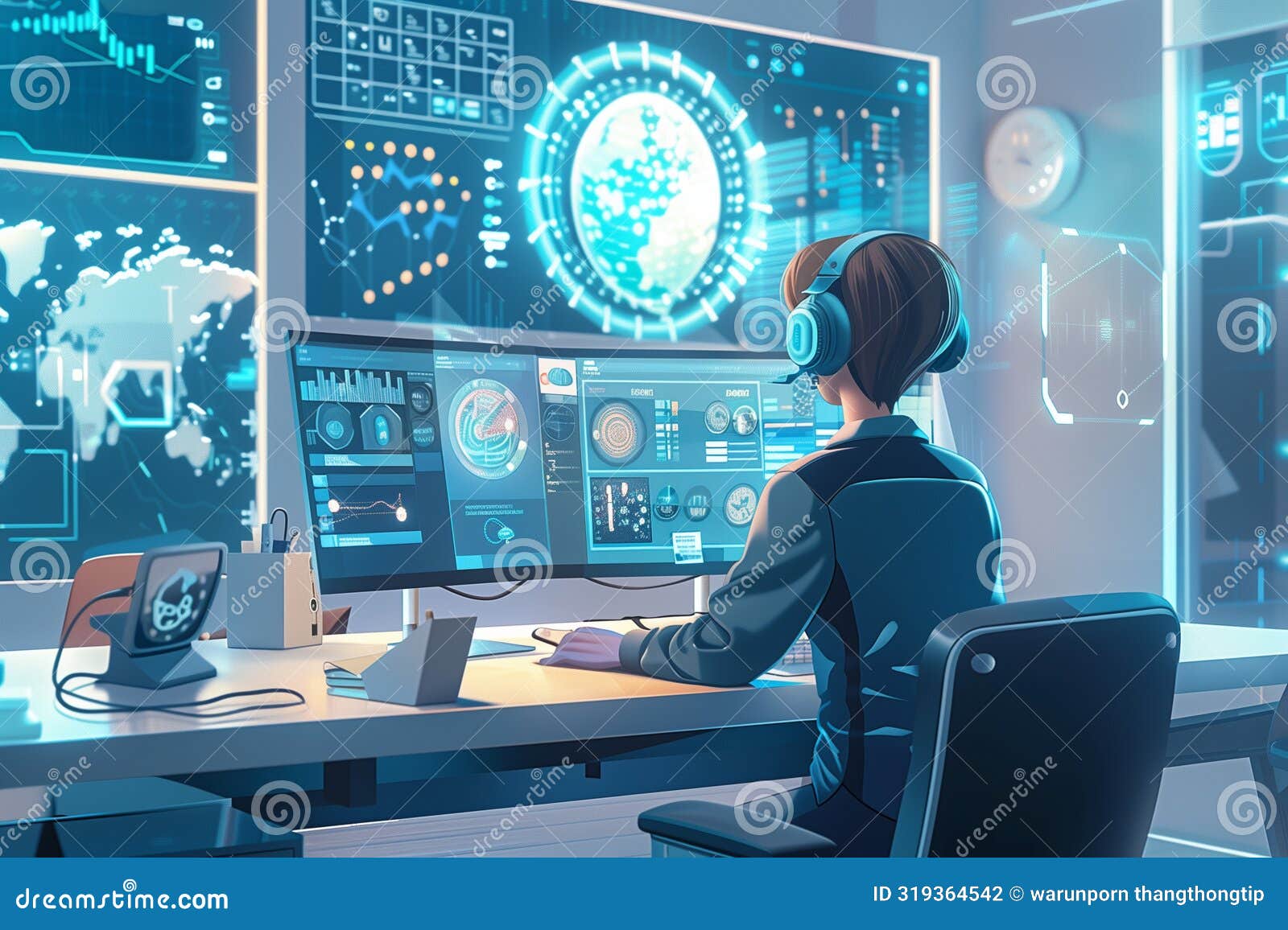 Futuristic Call Center Working on Data Analytics of Global Support ... Futuristic Call Center Working on Data Analytics of Global Support ...