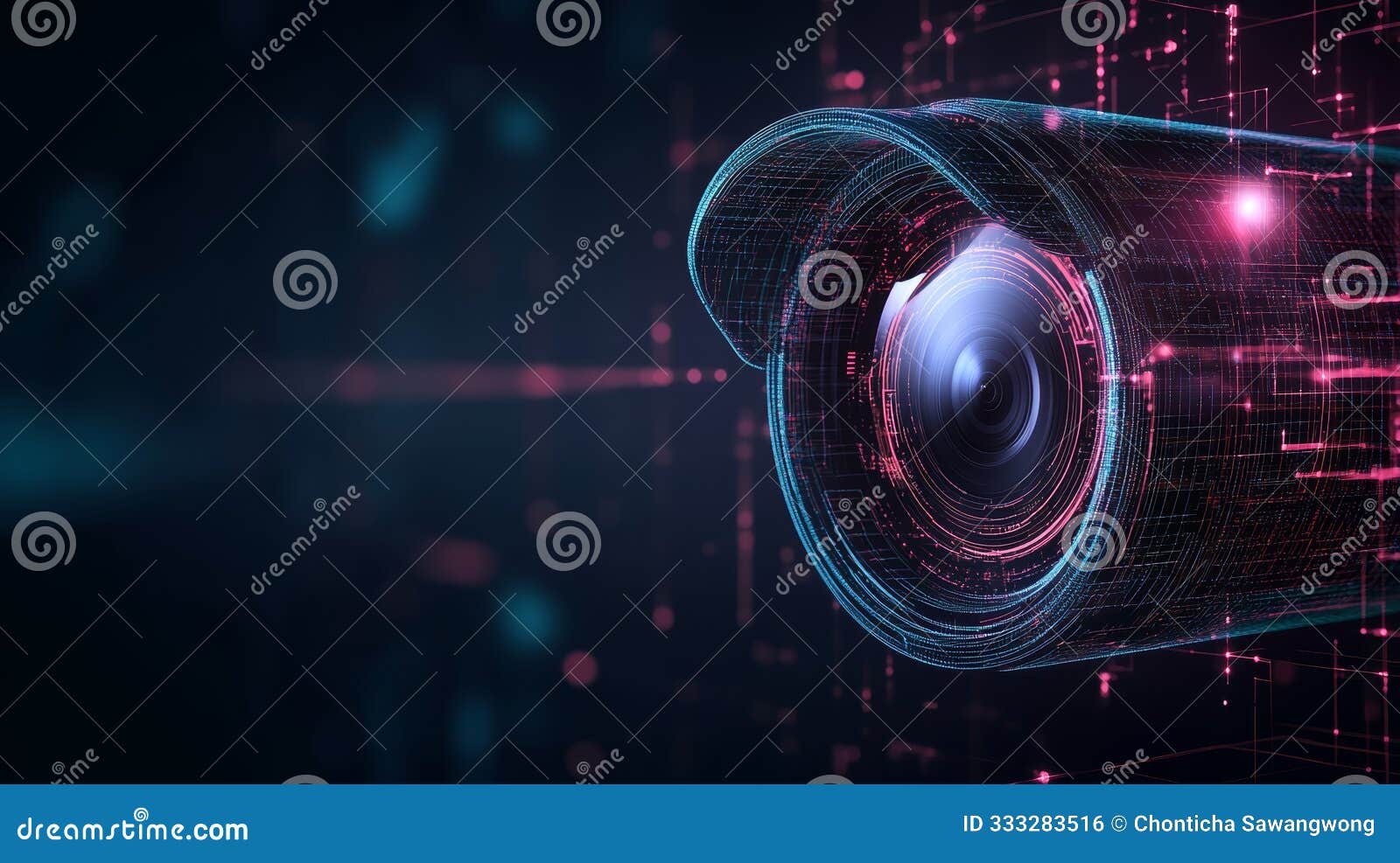 A Futuristic Camera Lens Design with Glowing Elements, Representing ...