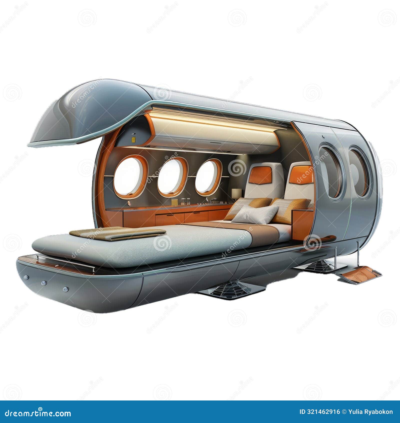 Futuristic Capsule Interior Design on Transparent Background Stock ...