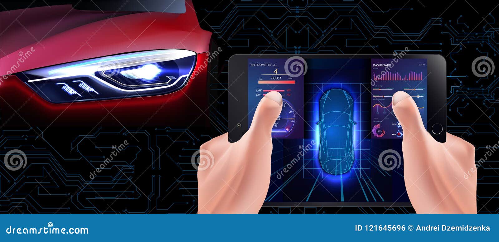 Futuristic Car Cockpit. Autonomous Car. Driverless Vehicle. HUDHead Up ...