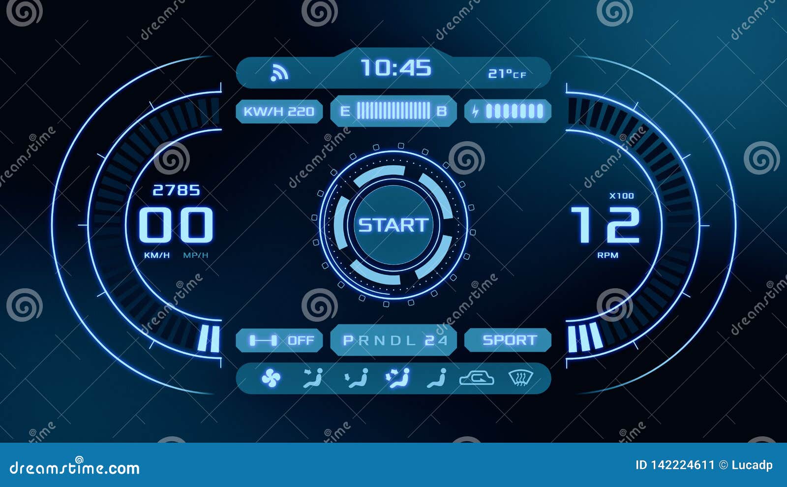 Futuristic car dashboard stock illustration. Illustration of data ...