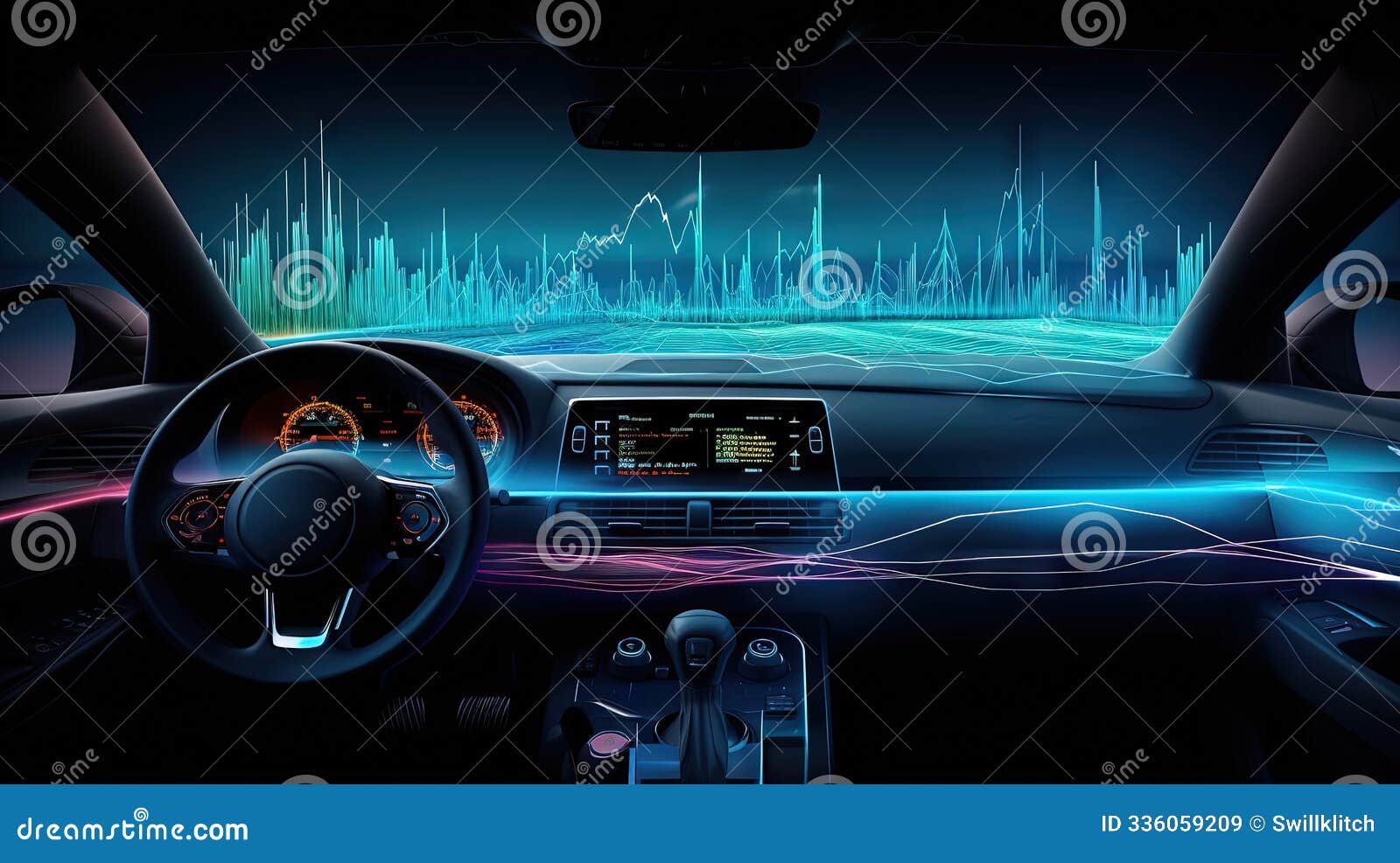 Futuristic Car Dashboard with Graphs and Bars for Measurement and ...