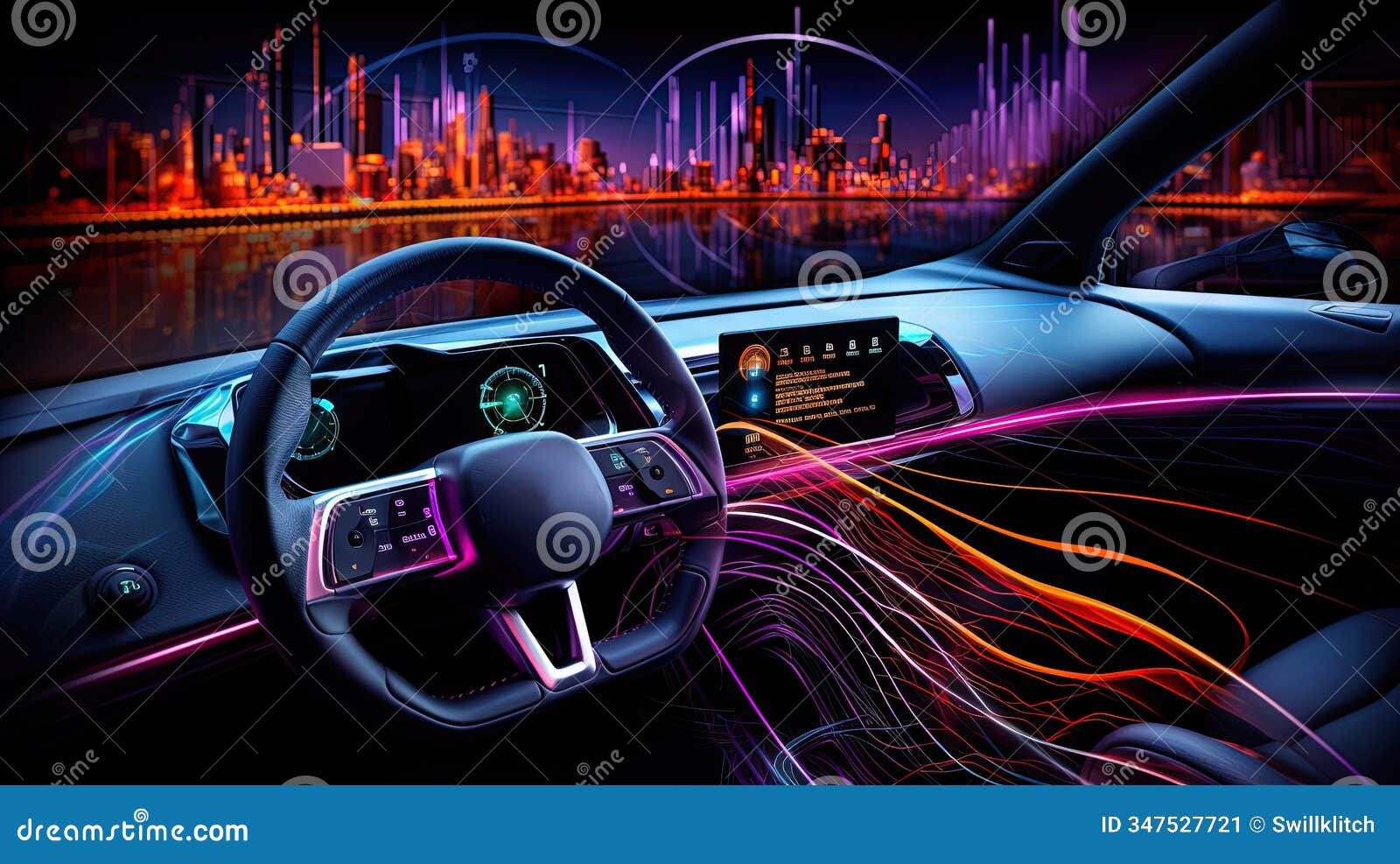 Futuristic Car Dashboard with Graphs and Bars for Measurement and ...