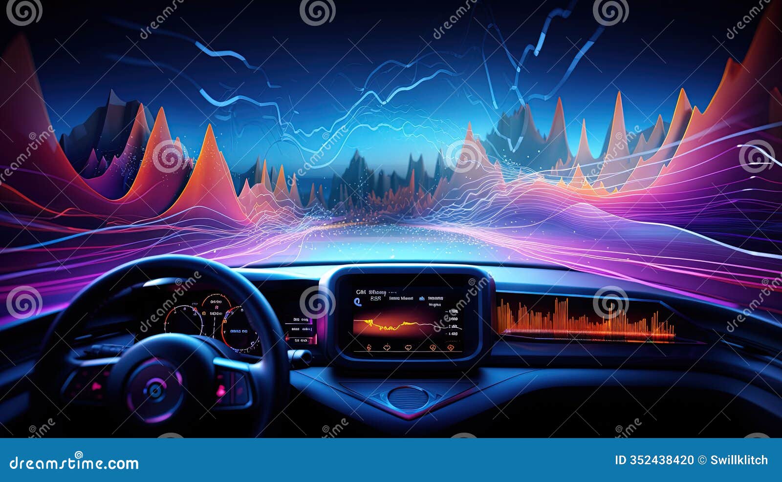 Futuristic Car Dashboard with Graphs and Bars for Measurement and ...