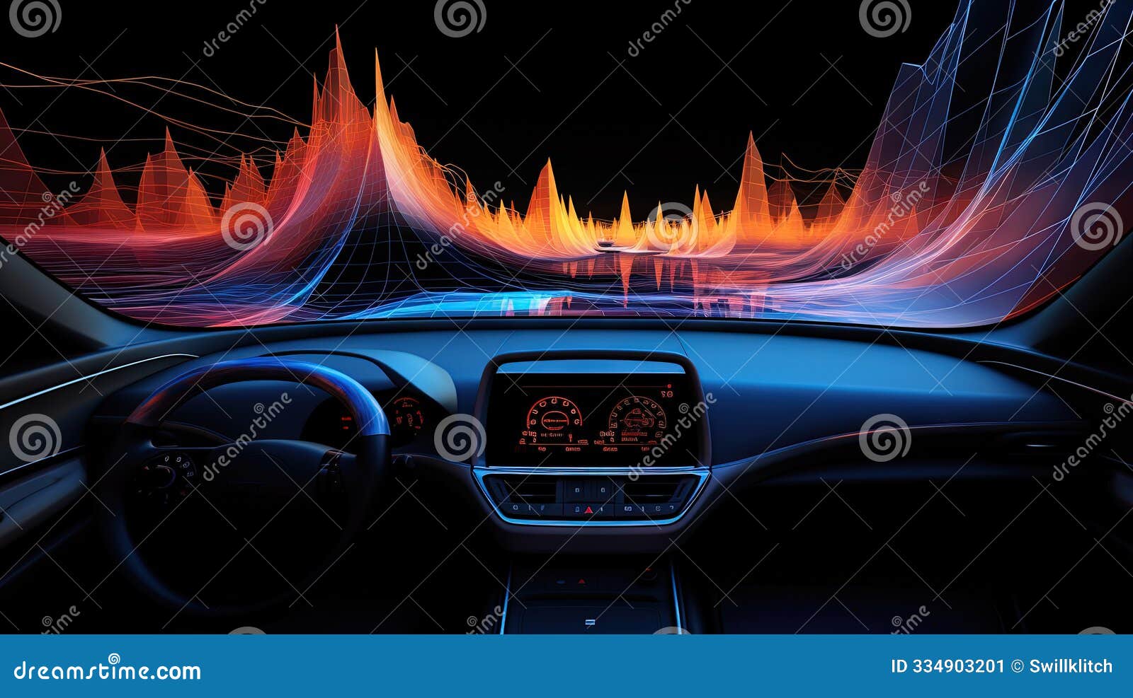 Futuristic Car Dashboard with Graphs and Bars for Measurement and ...