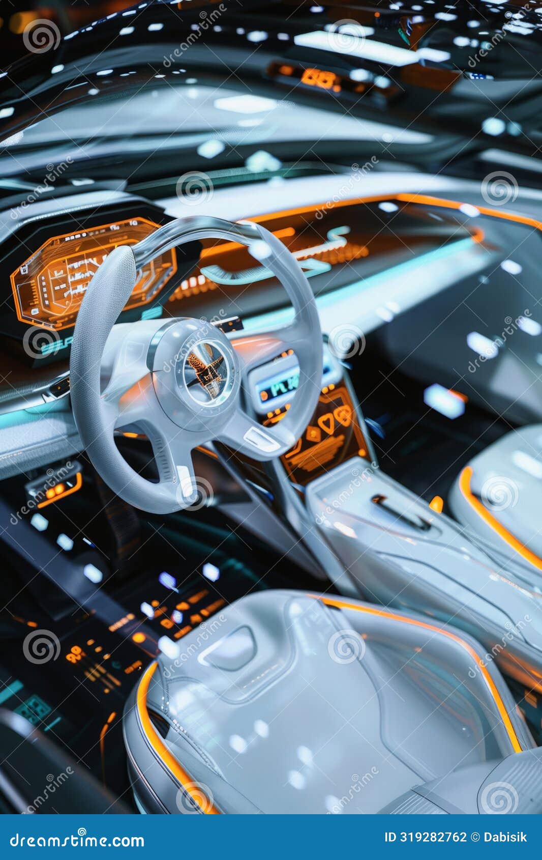 Futuristic Car Dashboard with Touch Screen Controls. Technology Vehicle ...