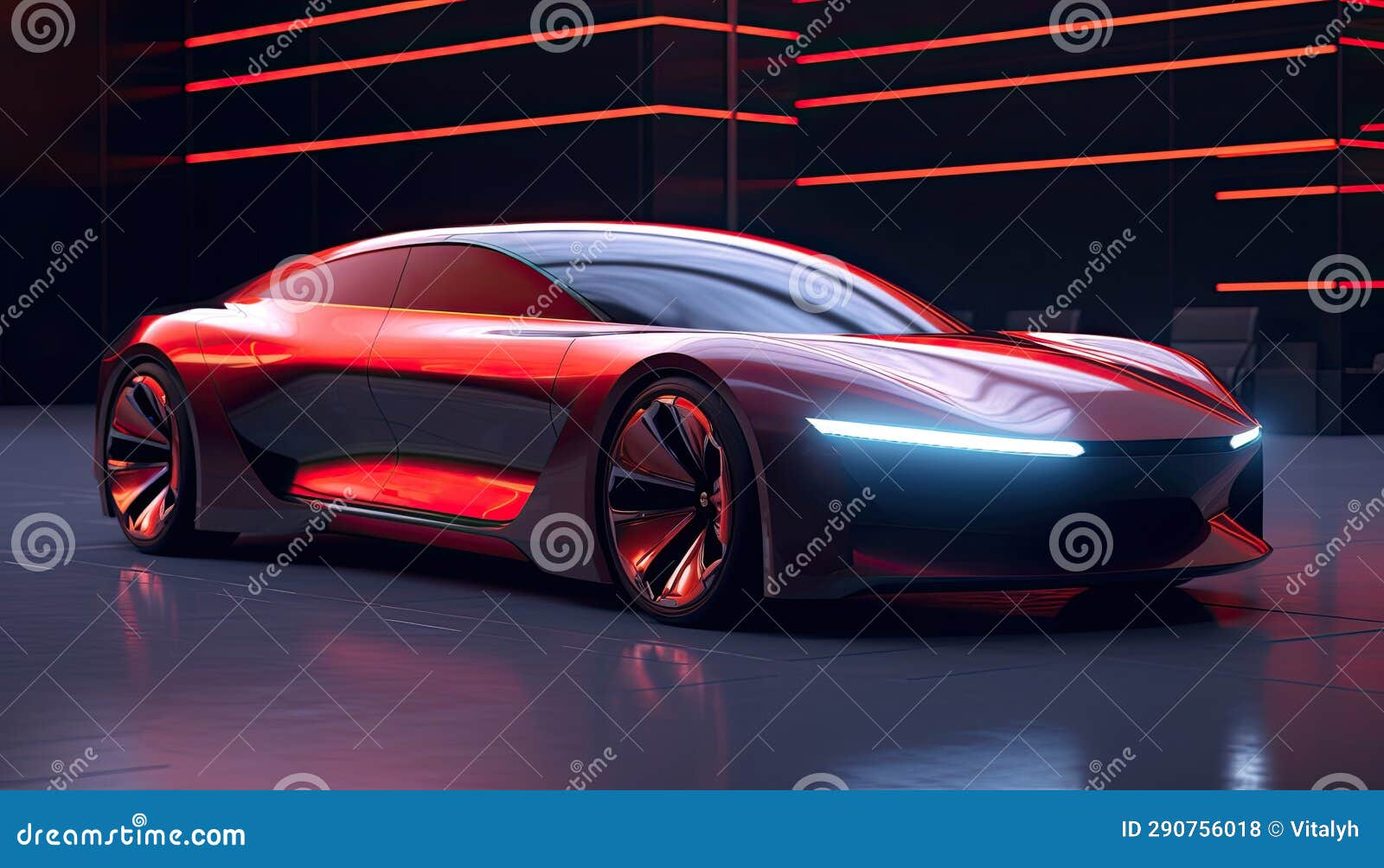 Futuristic Car Design Concept in Minimalist Style on a Dark Background ...
