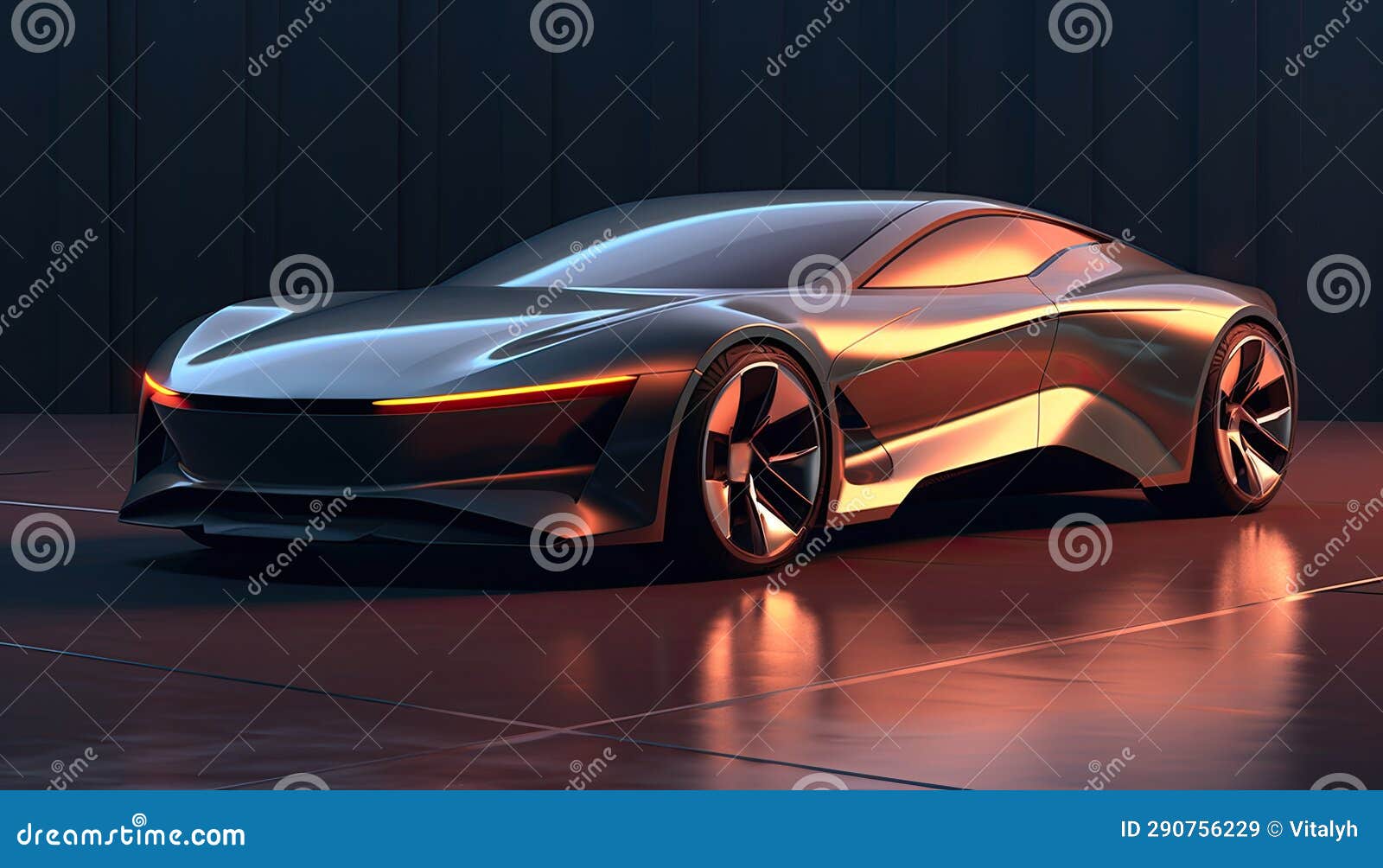 Futuristic Car Design Concept in Minimalist Style on a Dark Background ...