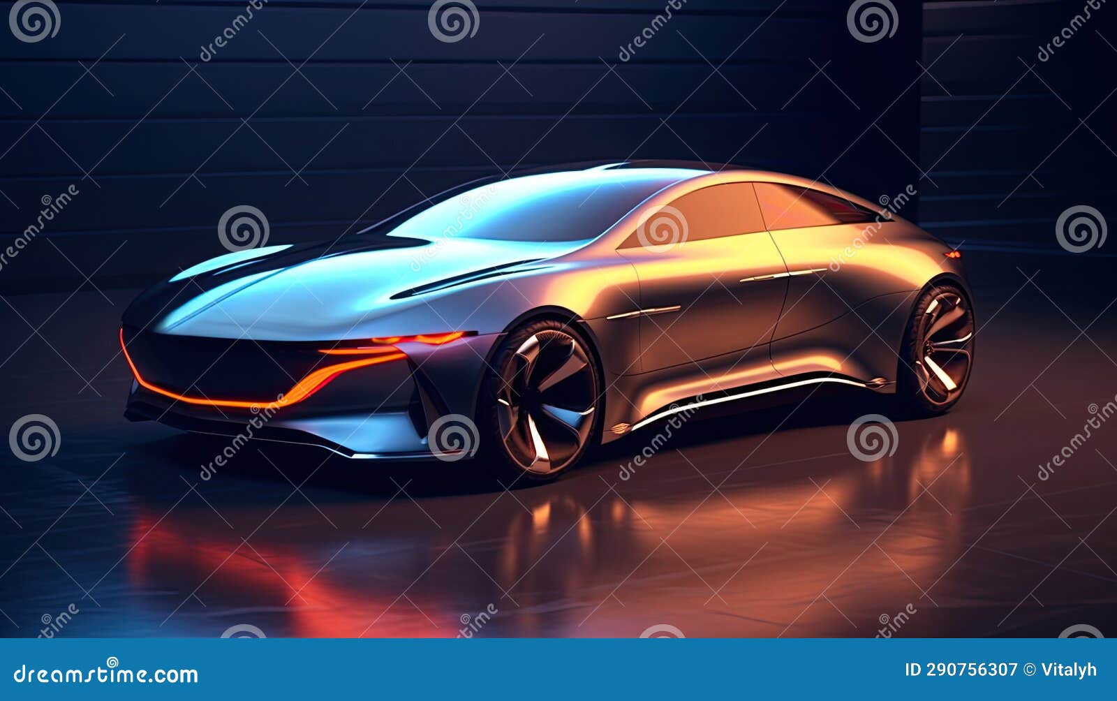 Futuristic Car Design Concept in Minimalist Style on a Dark Background ...