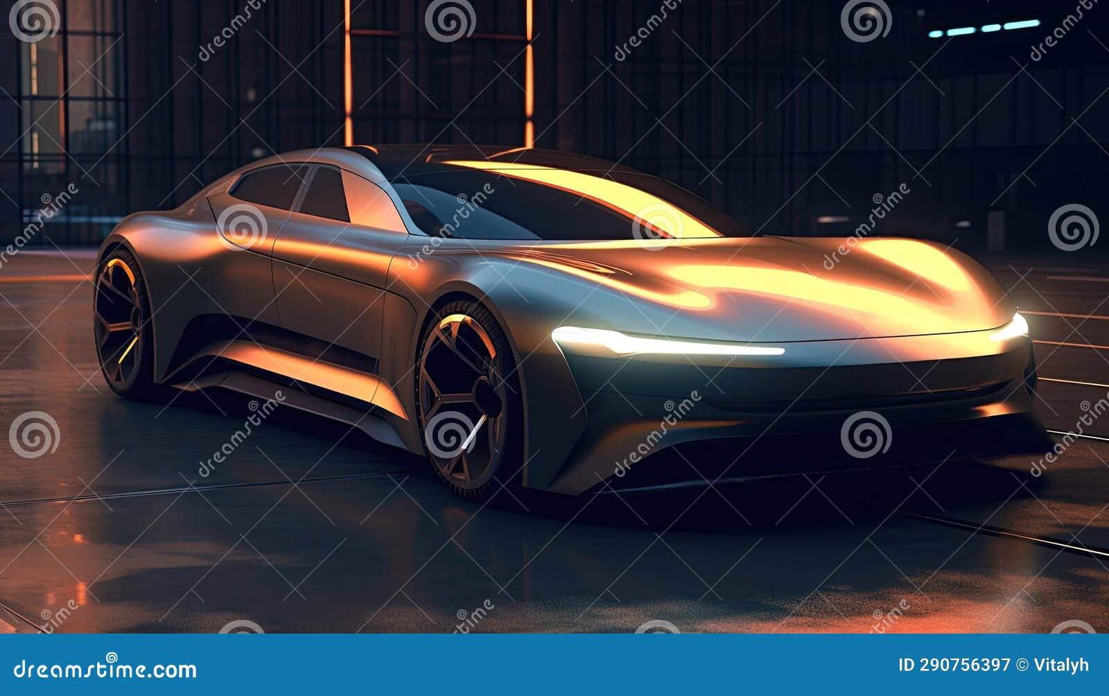 Futuristic Car Design Concept in Minimalist Style on a Dark Background ...