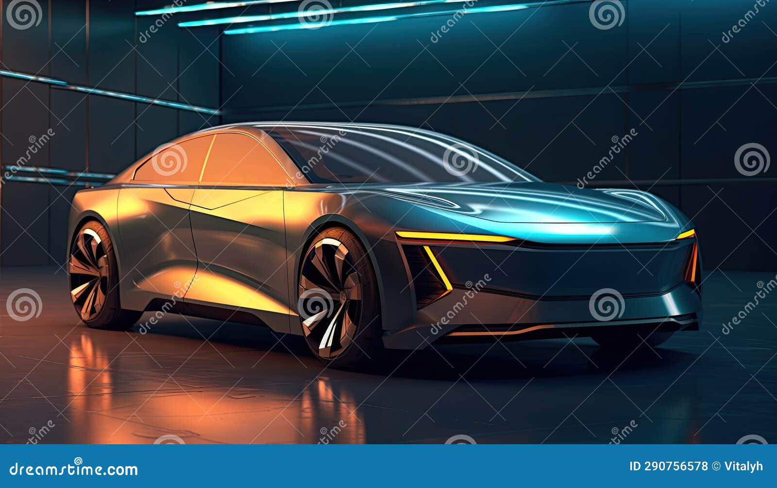 Futuristic Car Design Concept in Minimalist Style on a Dark Background ...