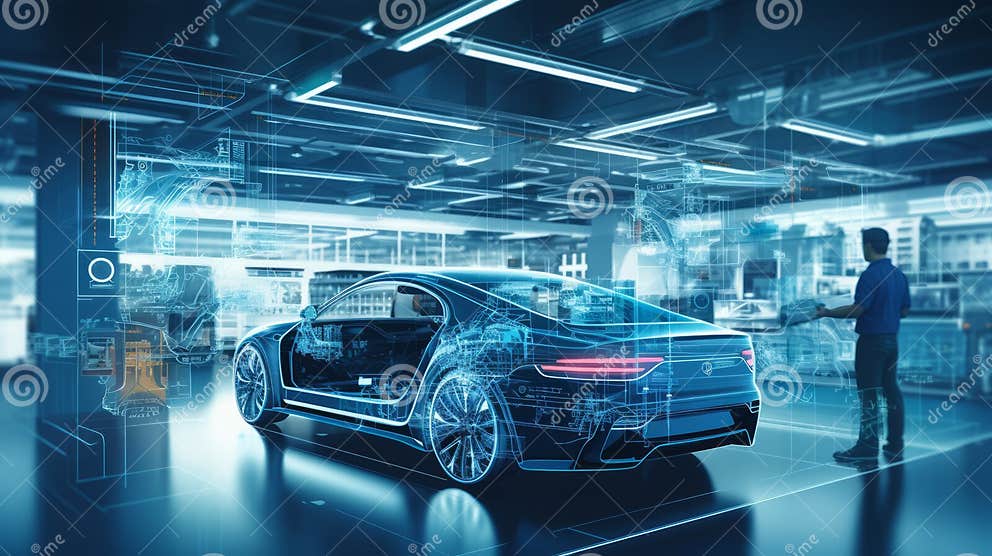 Futuristic Car Design in a Laboratory Setting, with Holographic ...