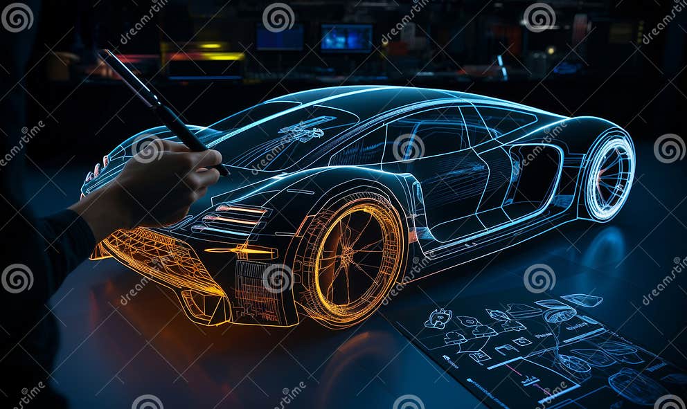 Futuristic Car Design Process - 3D Holographic Model Sketching in ...
