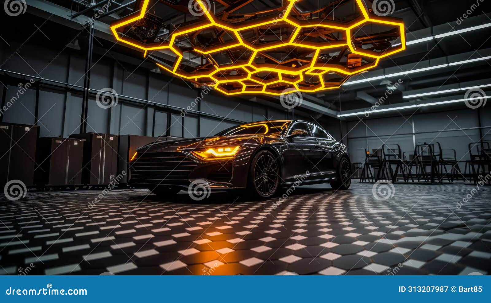 Futuristic Car Garage Design Featuring State-of-the-Art Hexagon ...