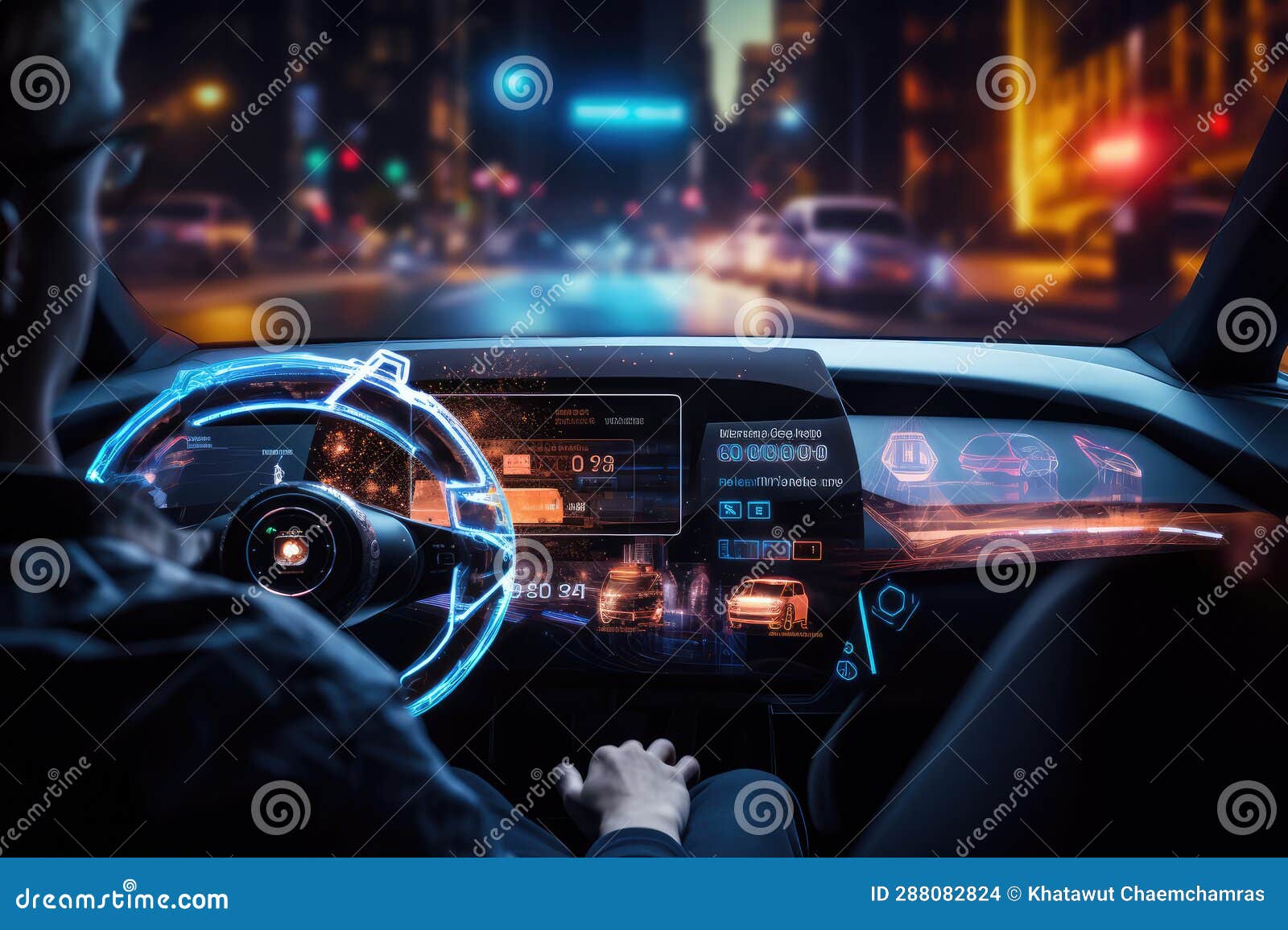Futuristic Car Interface: Touchscreen Dashboard Technology in a Modern ...