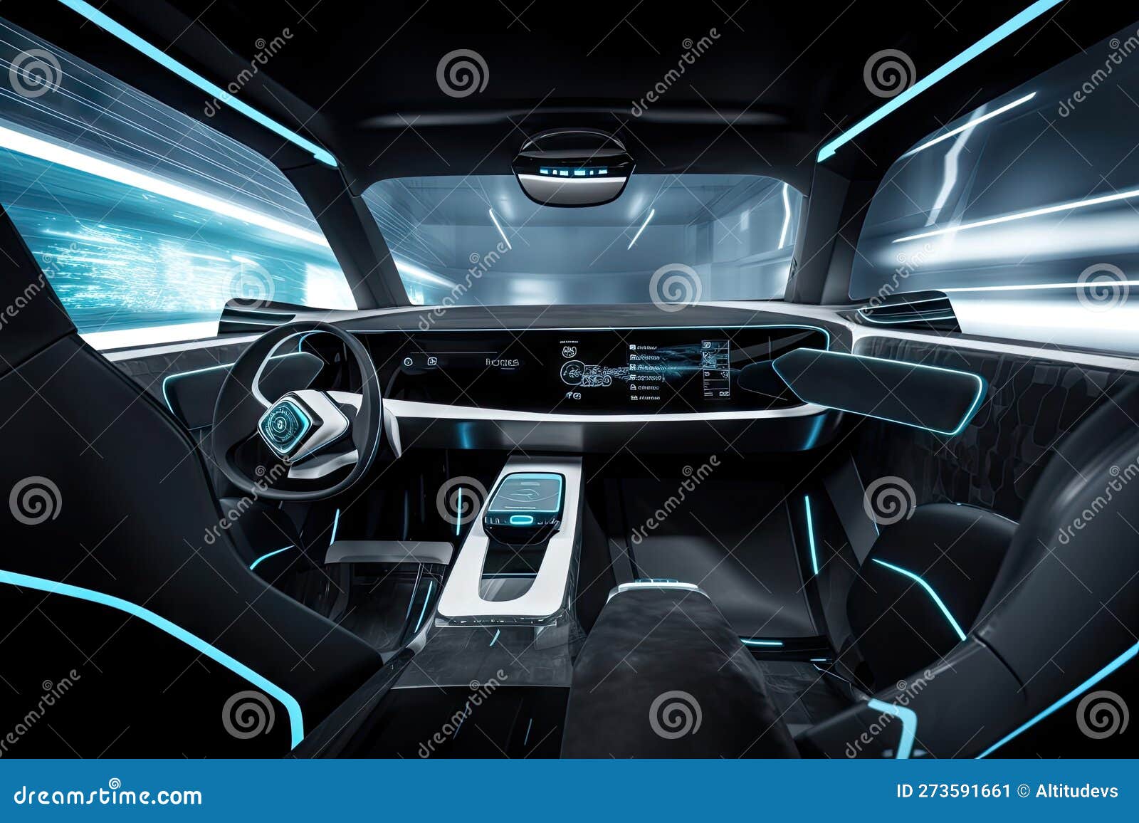 Futuristic Car Interior with Advanced Control System and Virtual ...