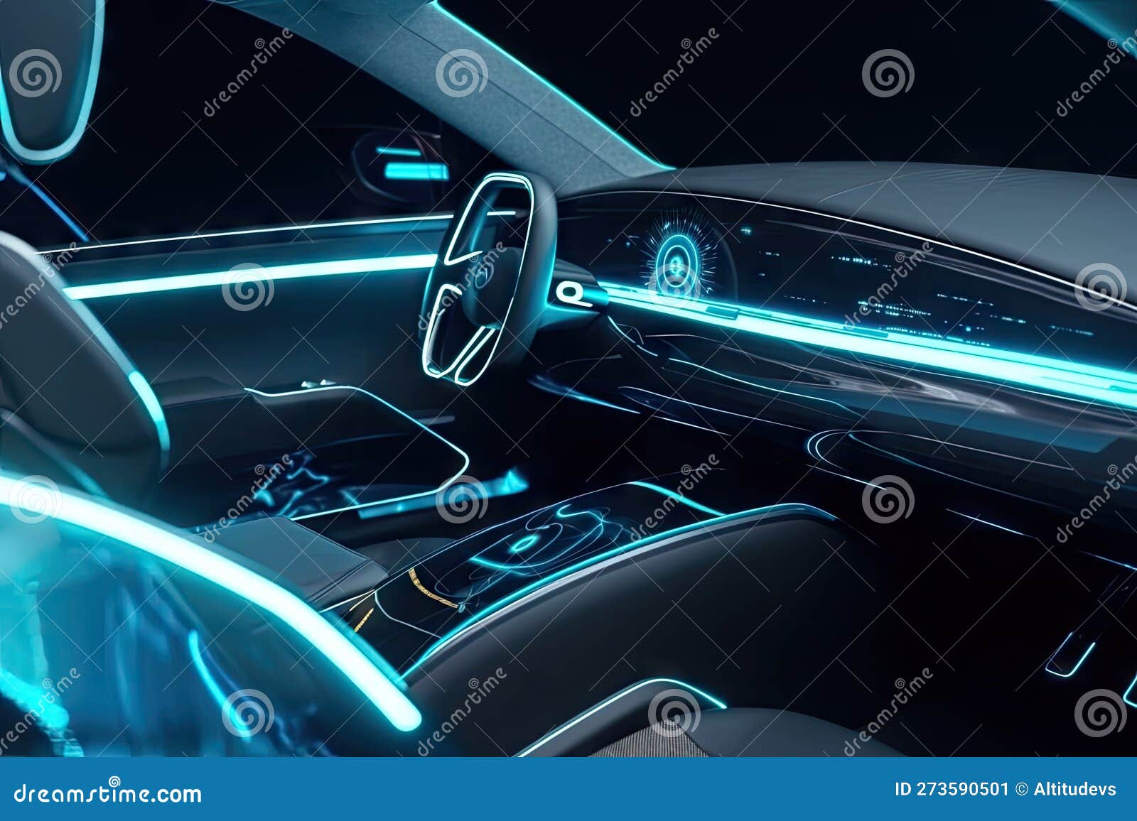 Futuristic Car Interior with Innovative Touch Screen Control System ...