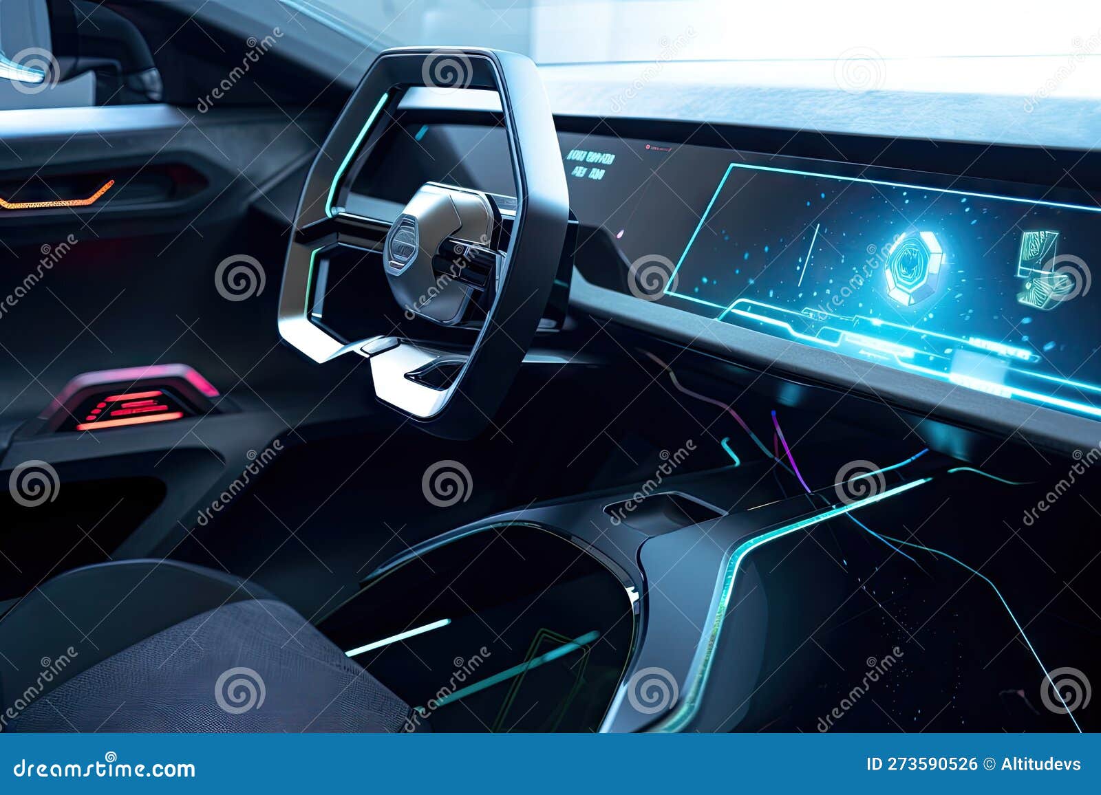 Futuristic Car Interior with Innovative Touch Screen Control System ...