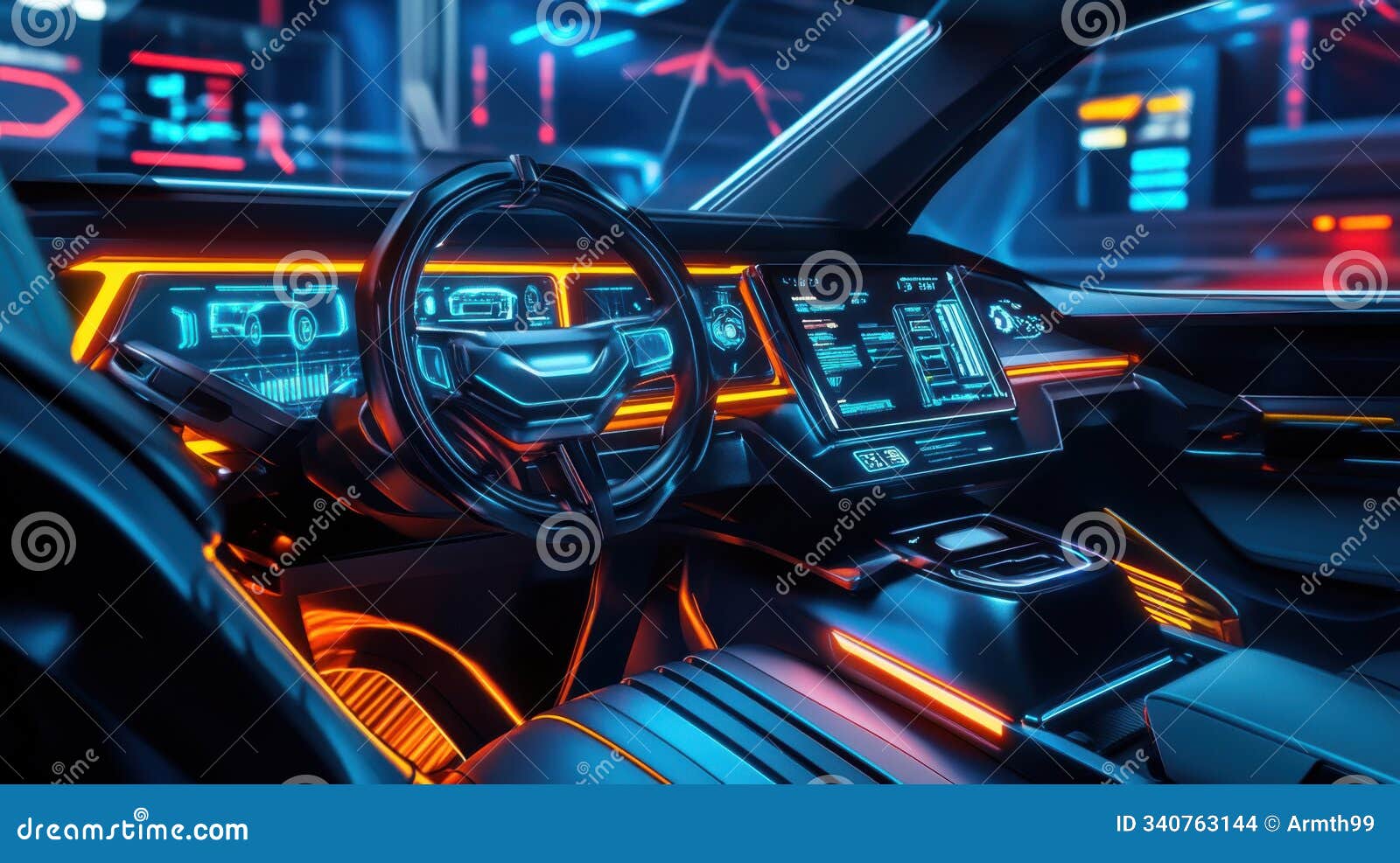 Neon Dashboard Car Panel Speed Display With Gauge Red Color Vector ...