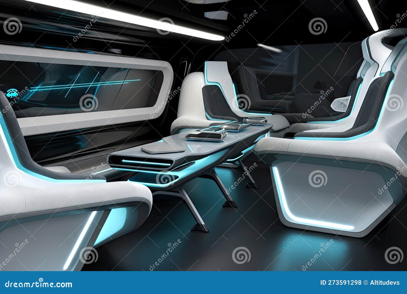 Futuristic Car Interior Showcasing Different Types of Seats, Including ...