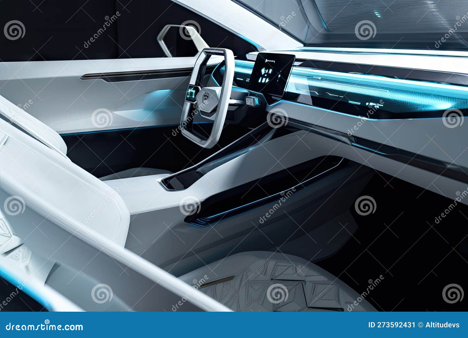 Futuristic Car Interior with Sleek Lines and Minimalist Design Elements ...