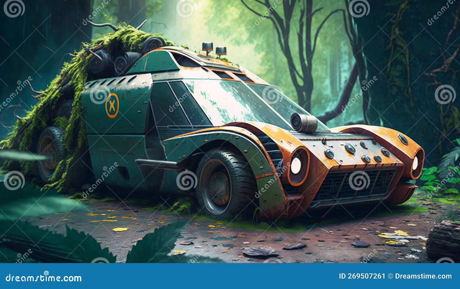 Futuristic Car in a Post-apocalyptic World Stock Illustration ...